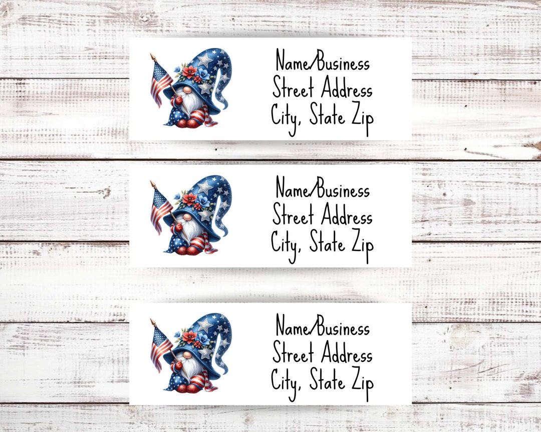 Patriotic Gnome Address Label, Personalized Return Address Labels for ...
