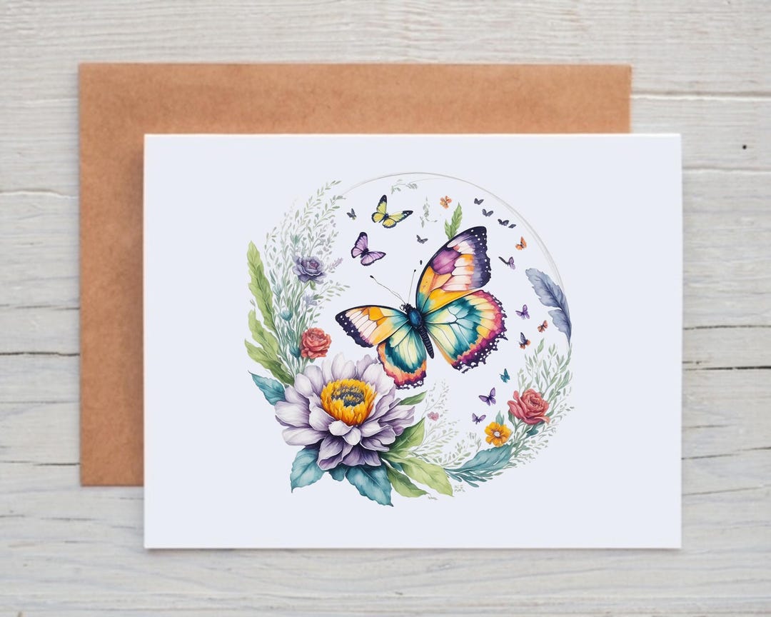 Butterfly Note Cards With Envelopes, Butterfly Stationery, Spring Note ...