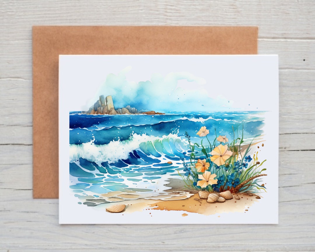 Beach Note Cards With Envelopes, Beach Card Pack, Summer Stationery ...