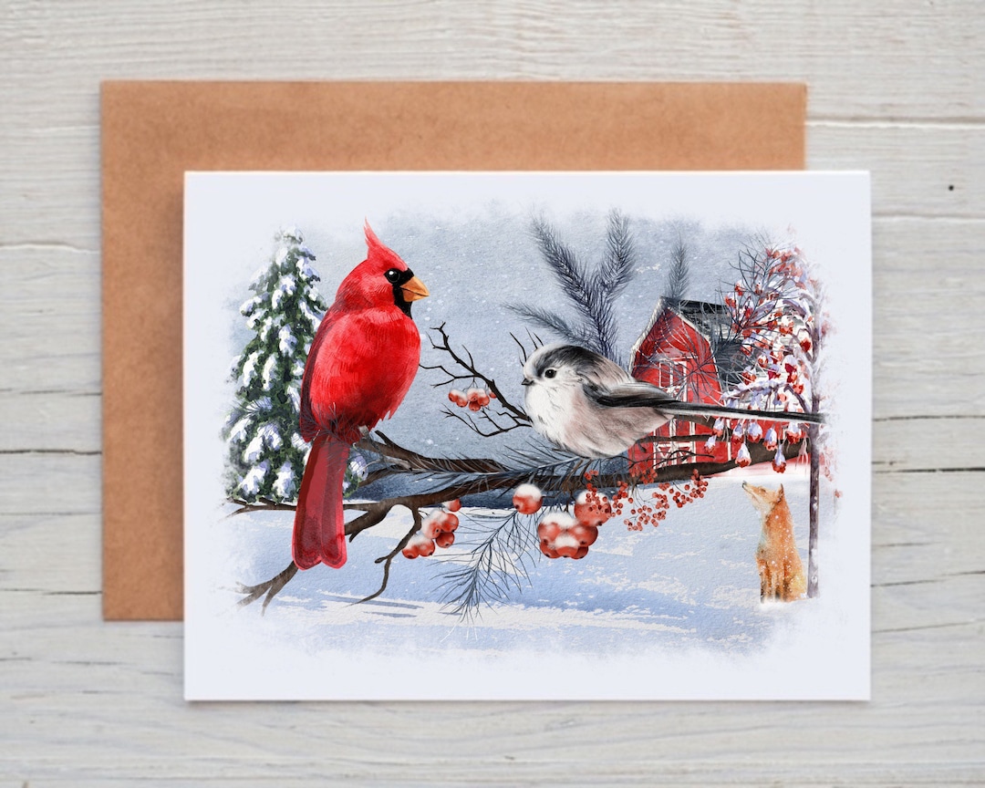 Cardinal Note Cards Winter Stationery Blank Card Set Folded - Etsy