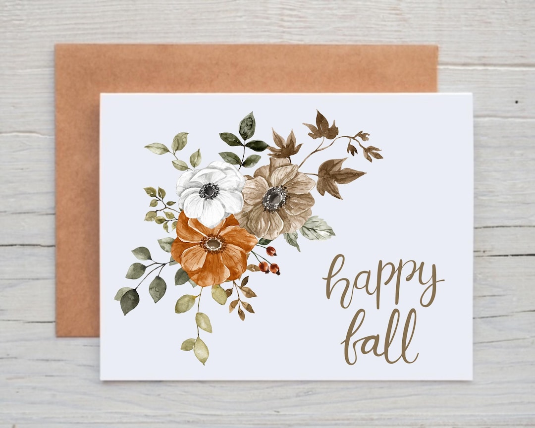 Happy Fall Note Cards With Envelopes, Fall Floral Greeting Cards ...