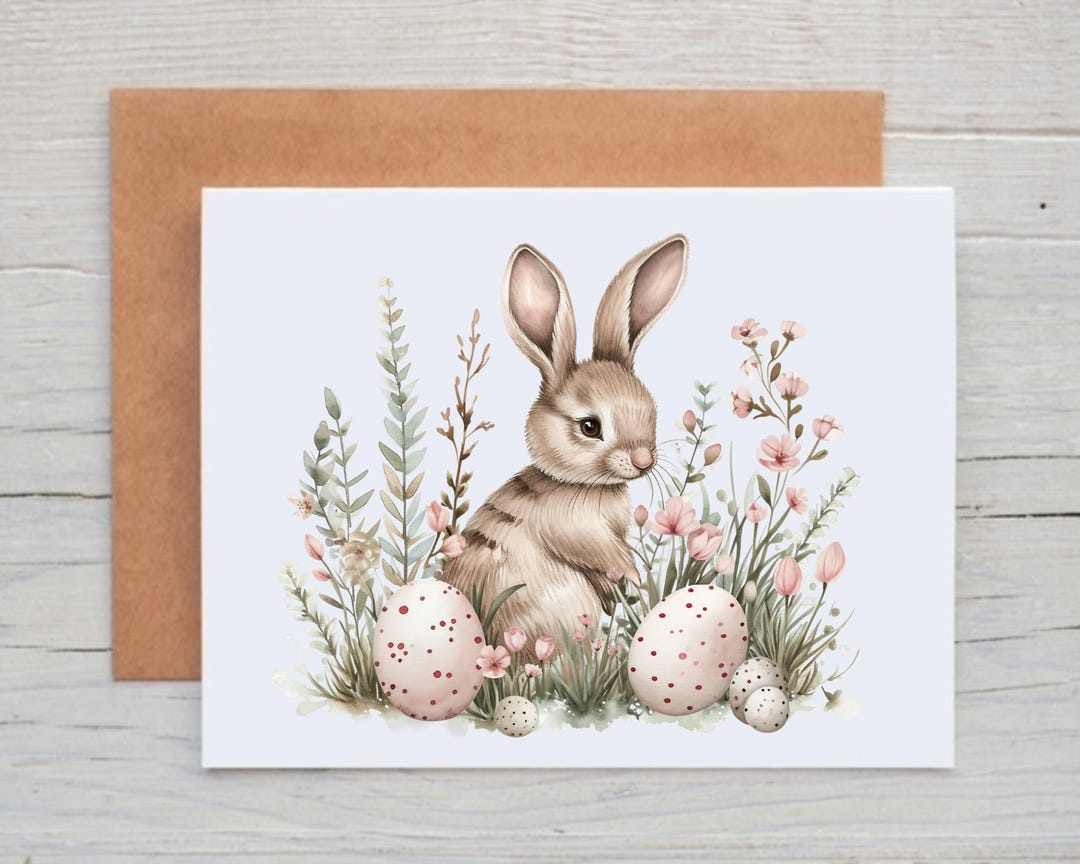 Easter Bunny Note Cards With Envelopes, Easter Greeting Cards, Spring ...