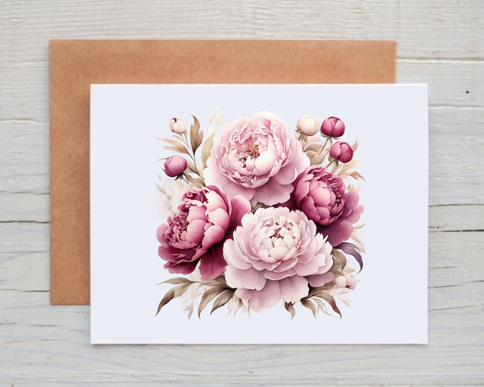 Peony Note Cards With Envelopes, Floral Card Pack, Spring Stationery ...