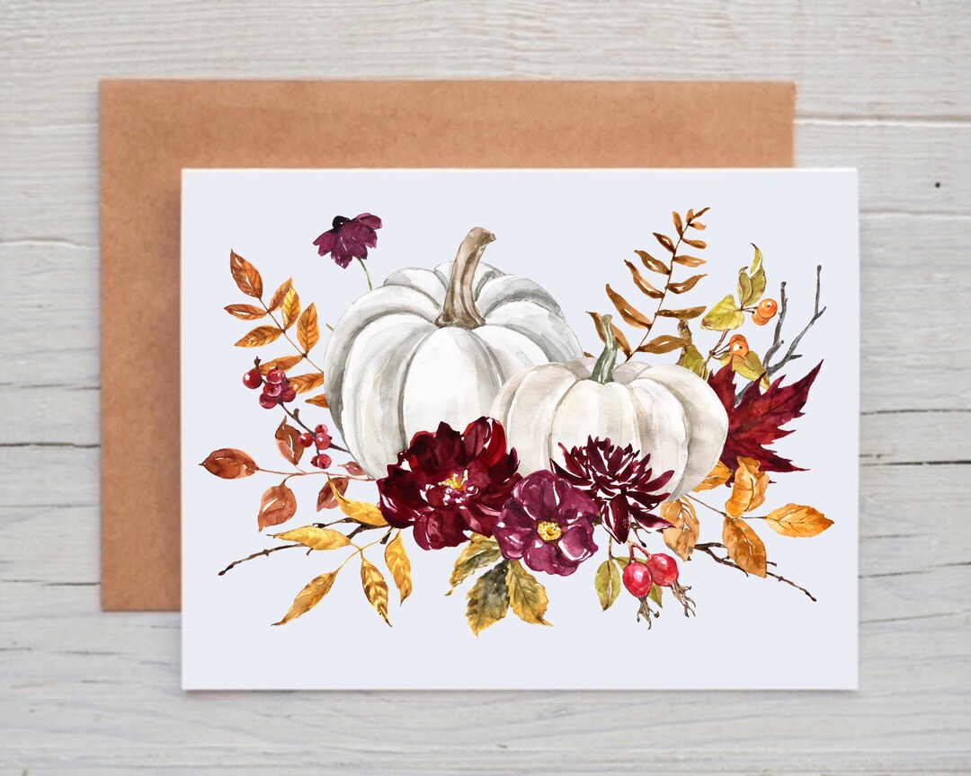 Pumpkin Note Cards With Envelopes, Fall Cards Blank Inside, Autumn ...