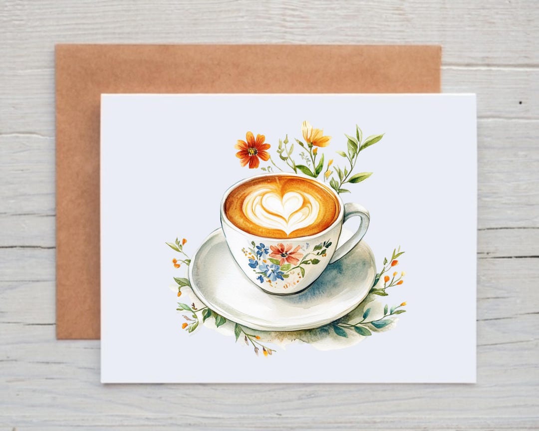 Coffee Note Cards With Envelopes, Coffee Gift for Friend, Gift for Tea ...