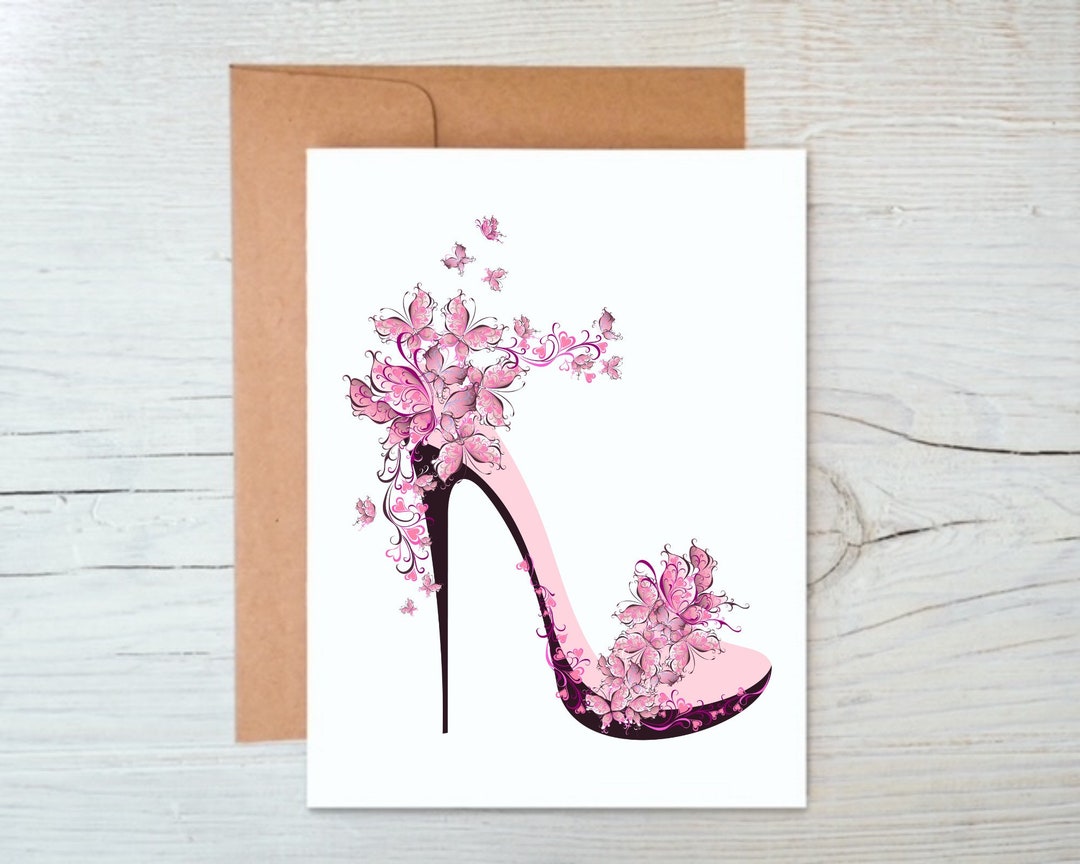 High Heel Shoe Cards, All Occasion Cards, Blank Note Cards, Butterfly ...