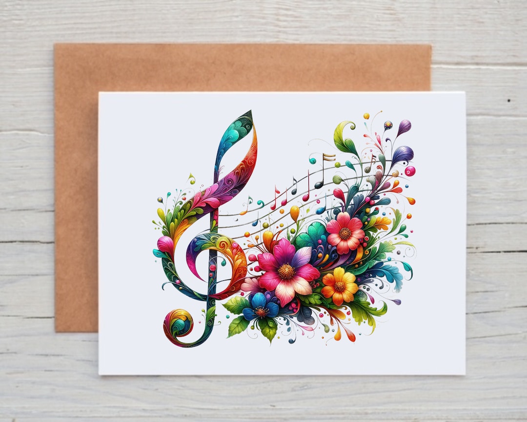 Musical Note Cards With Envelopes, Music Note Card Pack, Small Gift for ...