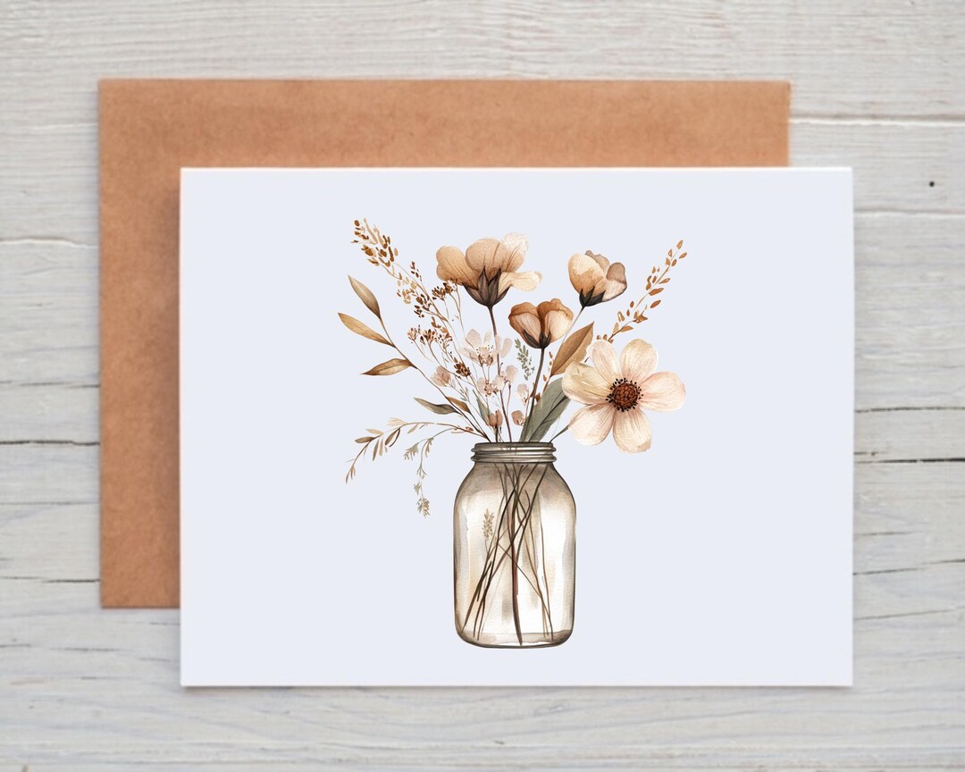 Boho Floral Note Cards, Botanical Note Cards With Envelopes, Wildflower ...
