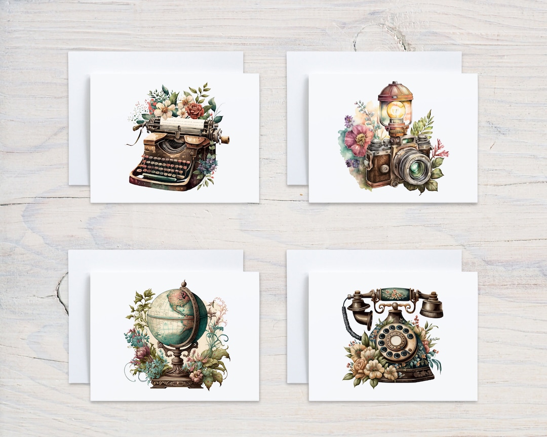 Vintage Note Cards With Envelopes, Camera Note Cards, Type Writer Cards ...