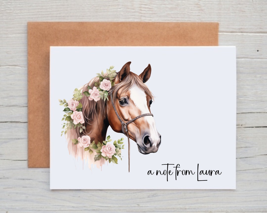 Personalized Horse Card Pack, Horse Stationery for Women, Horse Gifts ...