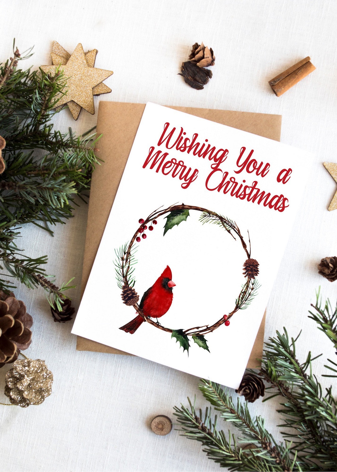 Cardinal Christmas Cards Christmas Wreath Cards Holiday Card - Etsy