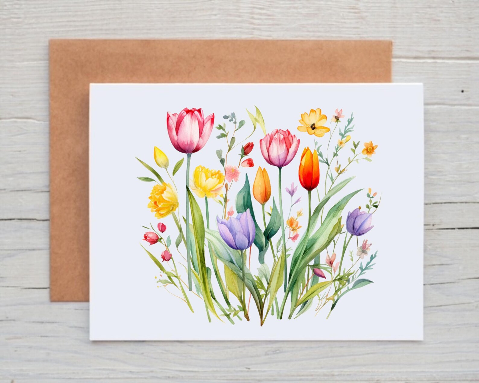 Tulip Note Cards With Envelopes, Floral Card Pack, Spring Stationery ...