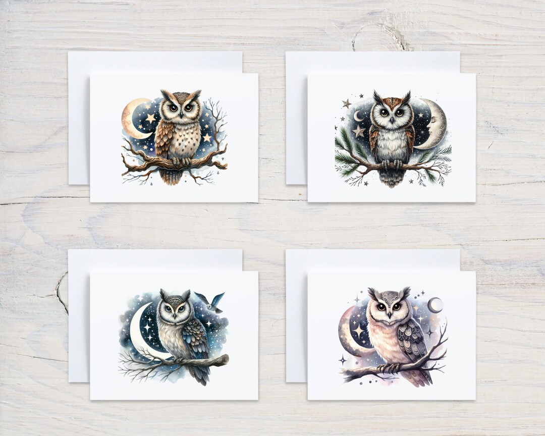 Owl Note Cards With Envelopes, Woodland Animal Card Pack, Owl Gifts for ...