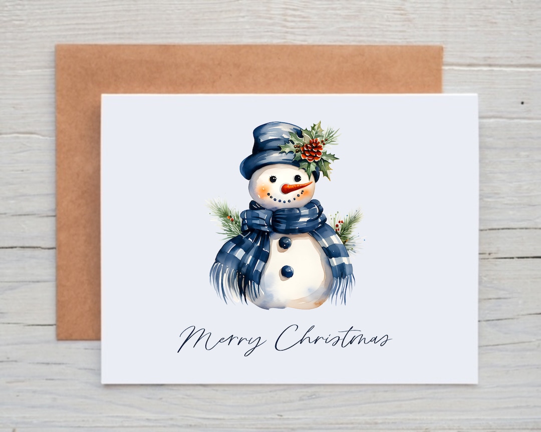 Snowman Christmas Cards With Envelopes, Holiday Greeting Cards Blank ...