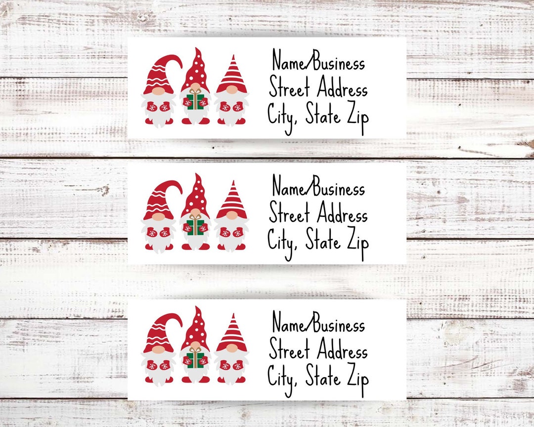 Christmas Gnome Address Labels, Holiday Mailing Labels, Return Address ...