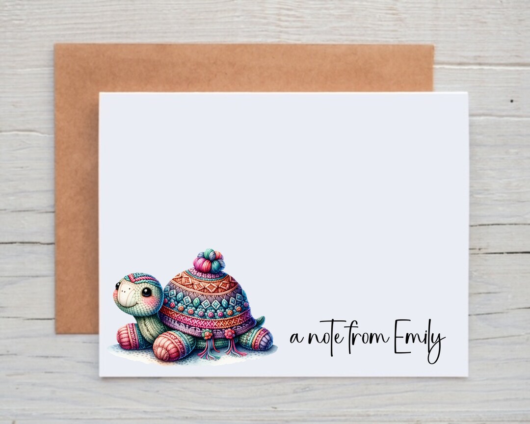 Personalized Turtle Note Cards With Envelopes, Turtle Stationery Set, A ...