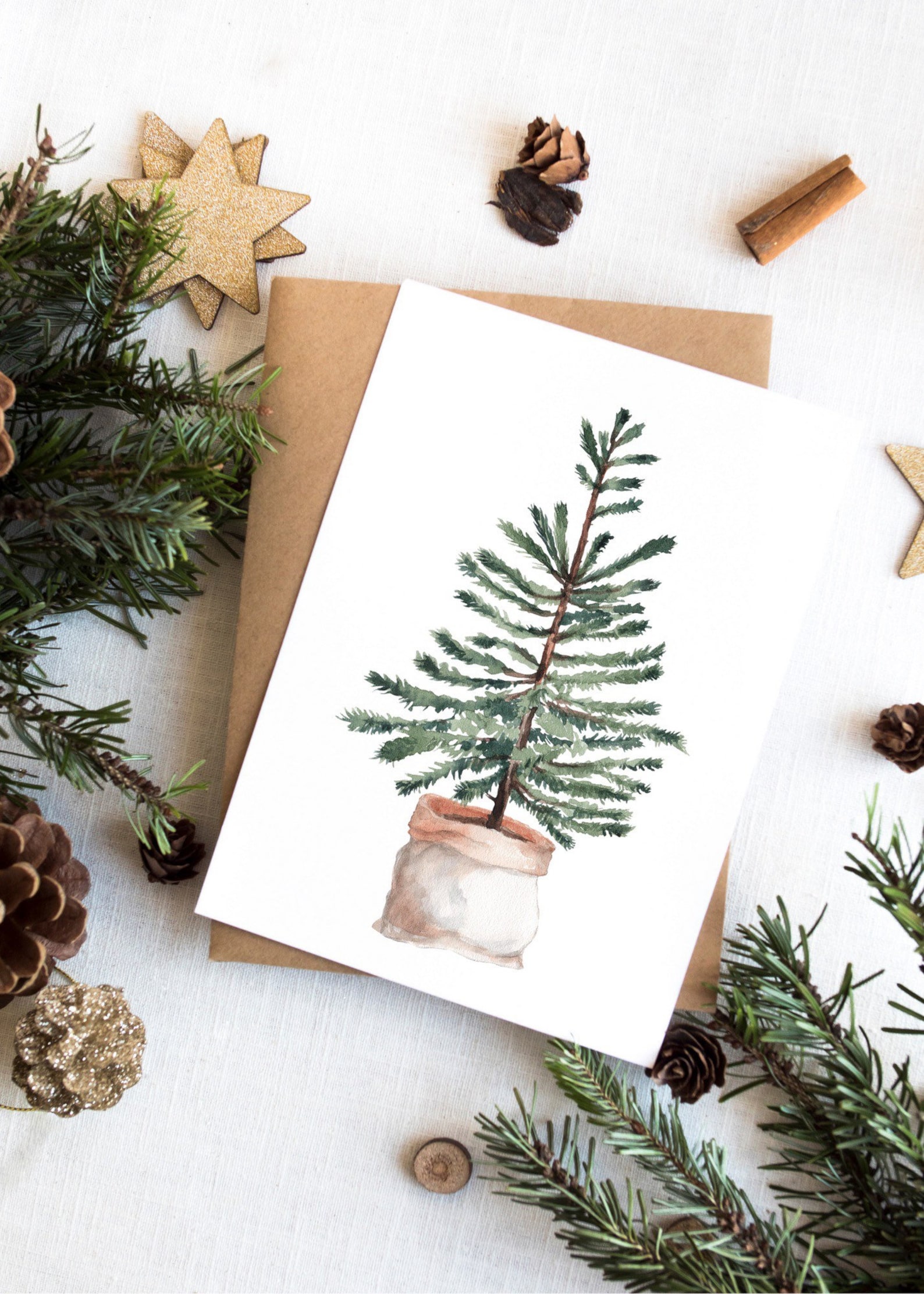 Christmas Tree Cards Minimalist Christmas Card Holiday Card - Etsy