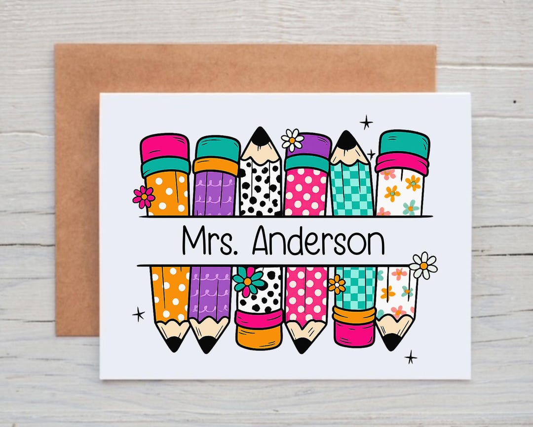 Personalized Teacher Note Card, Teacher Appreciation Gift, End of Year ...