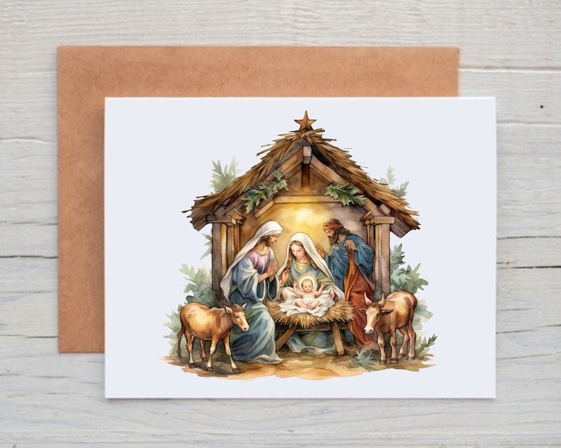 Nativity Christmas Cards, Religious Christmas Card Pack, Holiday ...