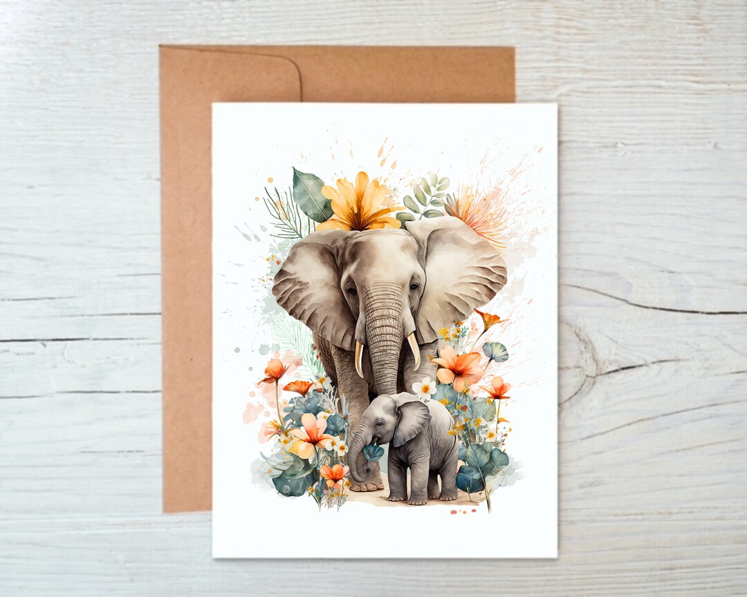 Elephant Note Cards With Envelopes, Elephant Stationery, Elephant Gifts ...