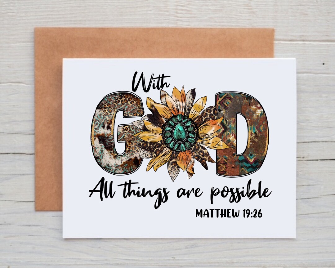With God All Things Are Possible Christian Encouragement Cards for ...