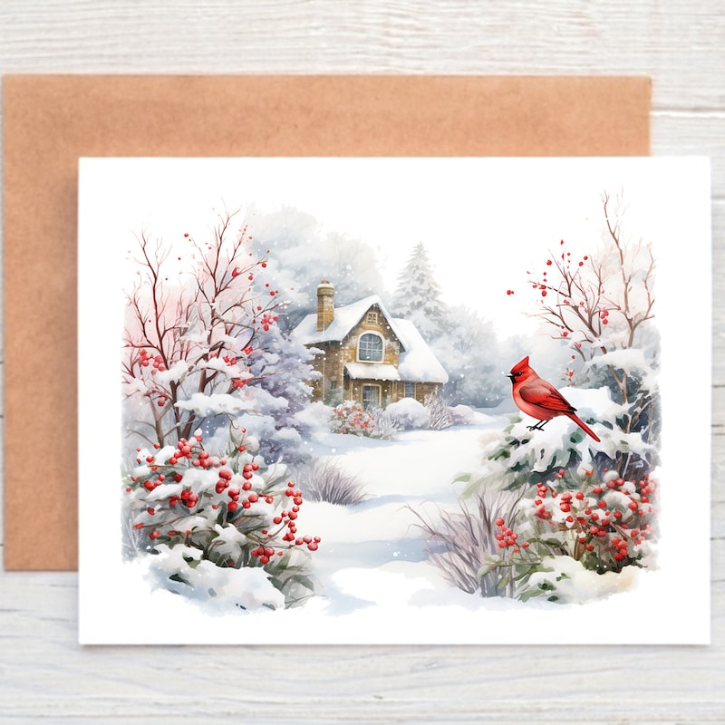 Winter Landscape Card - Etsy