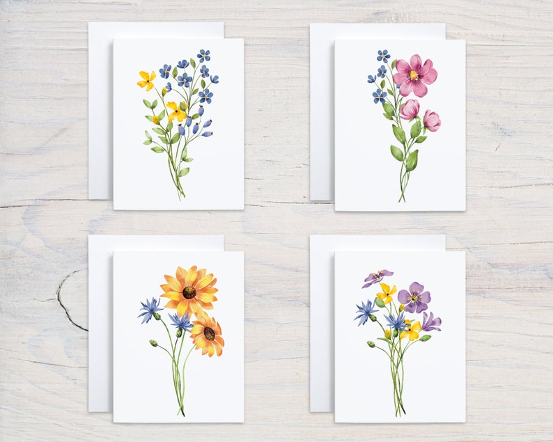 Floral Cards Pack, Floral Note Cards for Women, Botanical Cards With ...