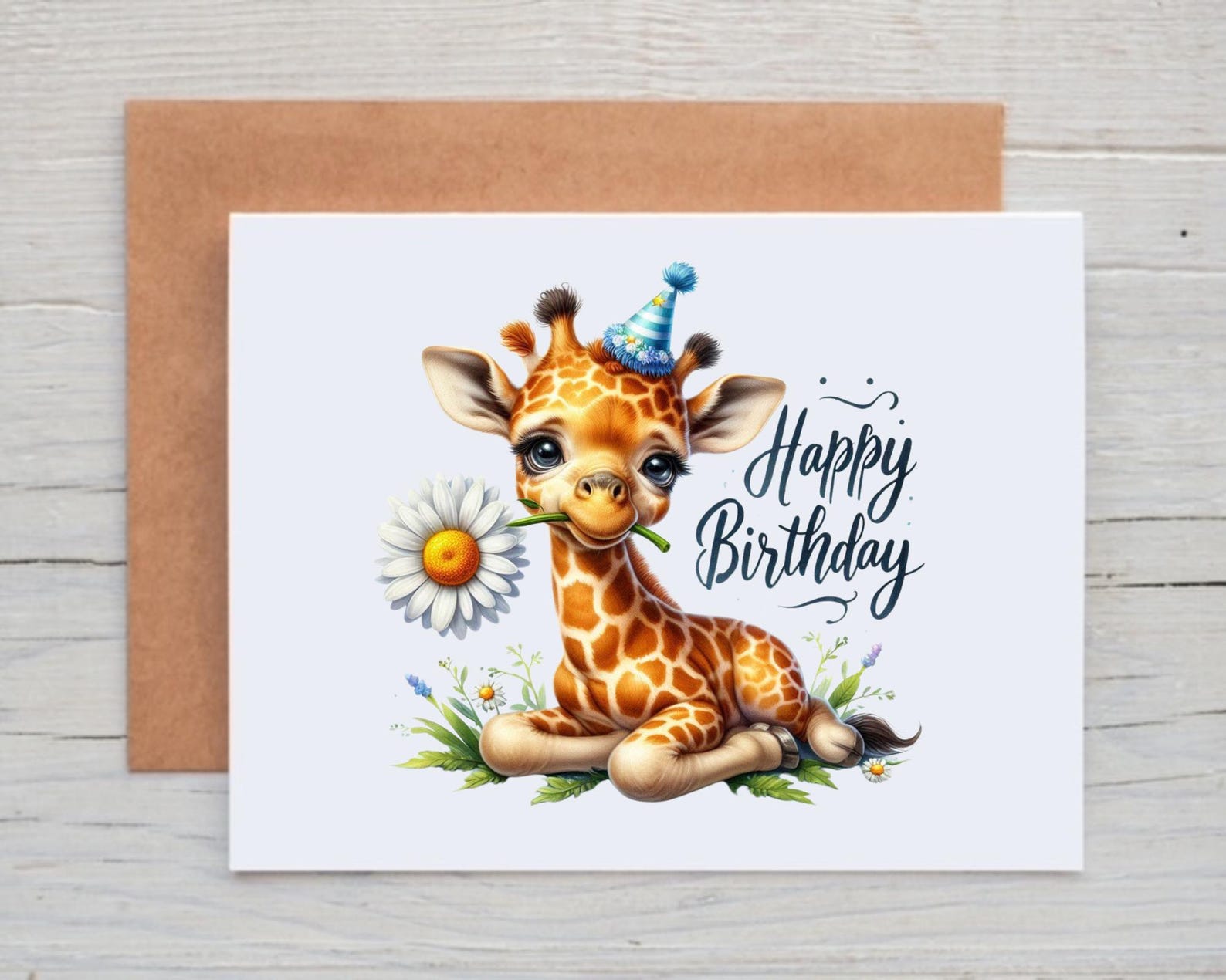 Giraffe Birthday Card for Kids, Happy Birthday Card Pack, Blank ...