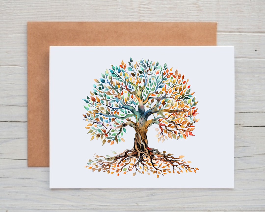 Watercolor Tree Note Cards With Envelopes, Tree of Life Cards, Tree of ...