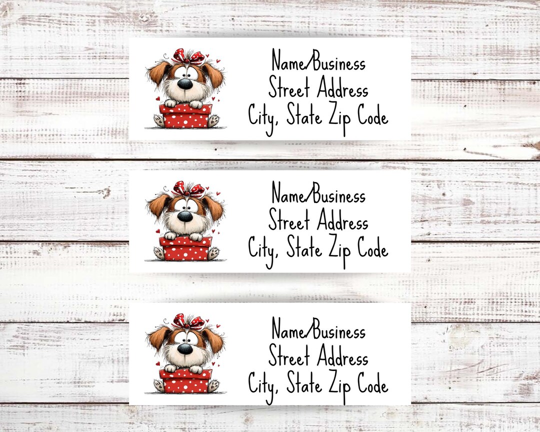 Christmas Puppy Address Labels, Holiday Mailing Labels, Return Address ...
