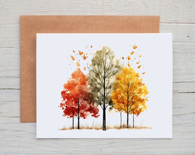 Autumn Animals Card Set Fall Card Pack Blank Inside - Etsy
