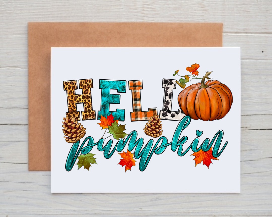 Hello Pumpkin Card, Fall Note Cards With Envelopes, Fall Card Pack ...