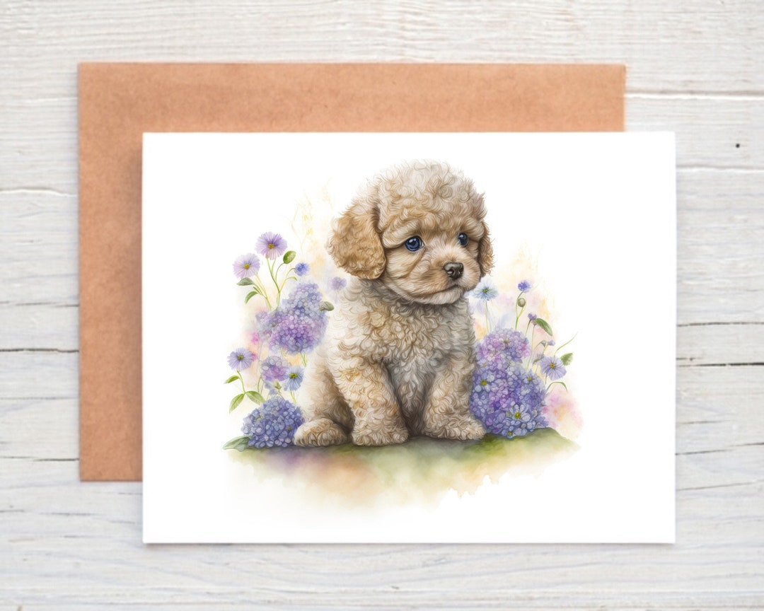 Poodle Cards Watercolor Dog Cards Pet Greeting Cards Puppy - Etsy