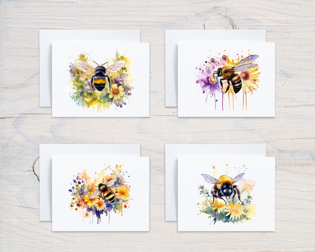 Bee Note Cards With Envelopes Variety Card Pack Assortment - Etsy