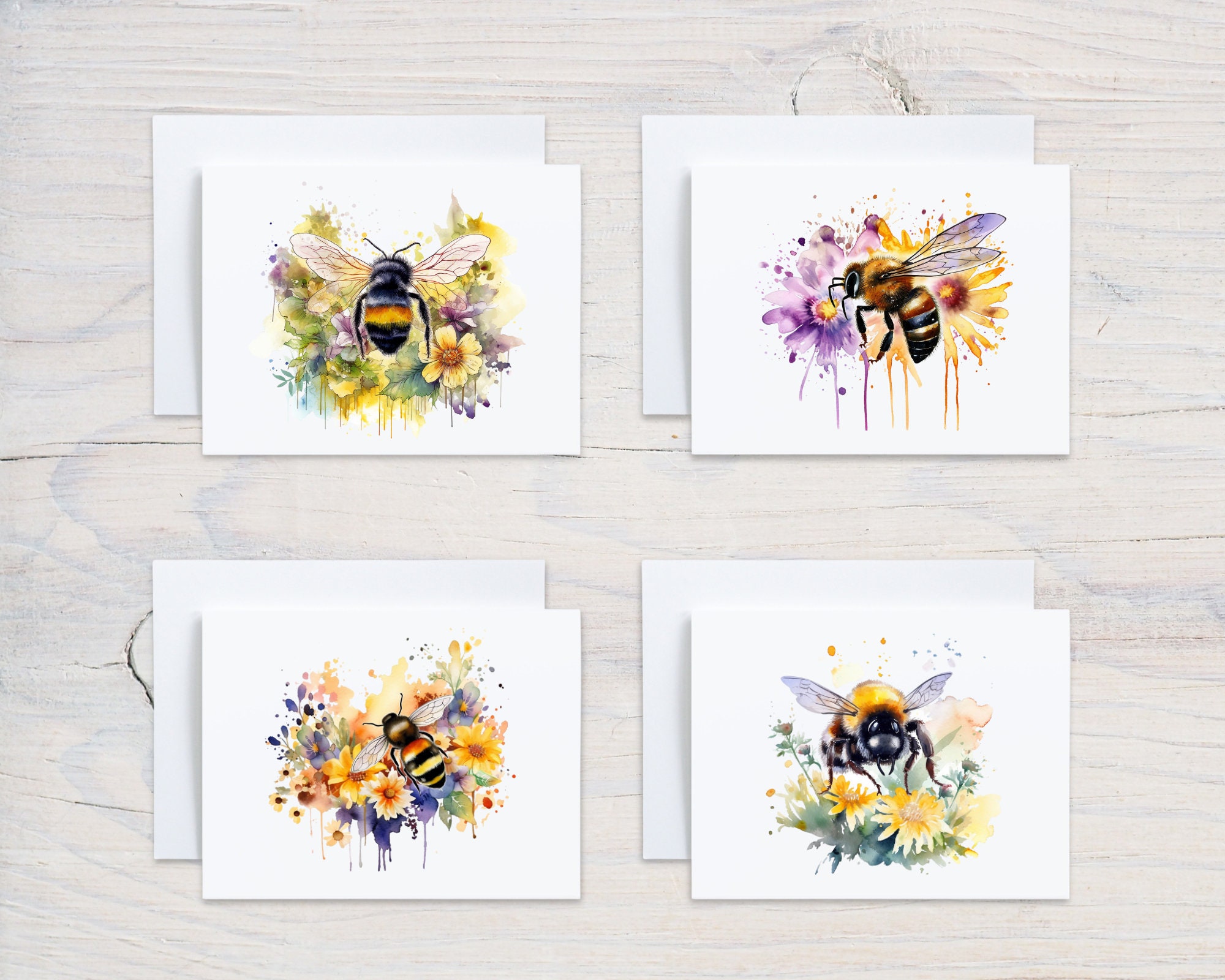 Bee Note Cards With Envelopes Variety Card Pack Assortment - Etsy