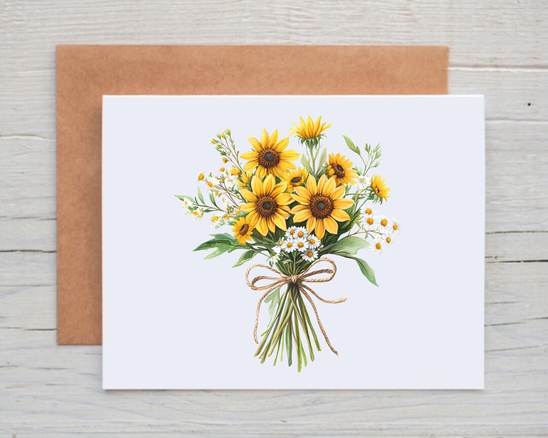 Sunflower Greeting Cards, Sunflower Note Cards, Floral Stationery for ...