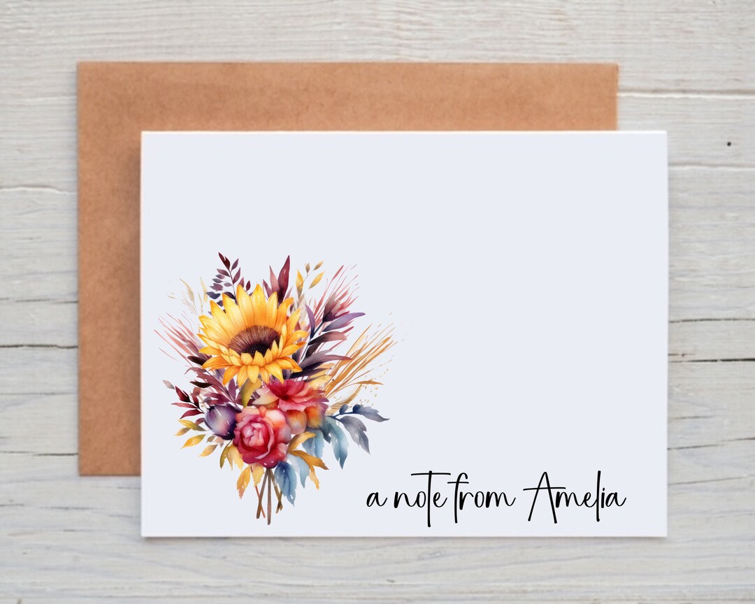 Personalized Fall Card Pack, Fall Floral Stationery for Women, Fall ...