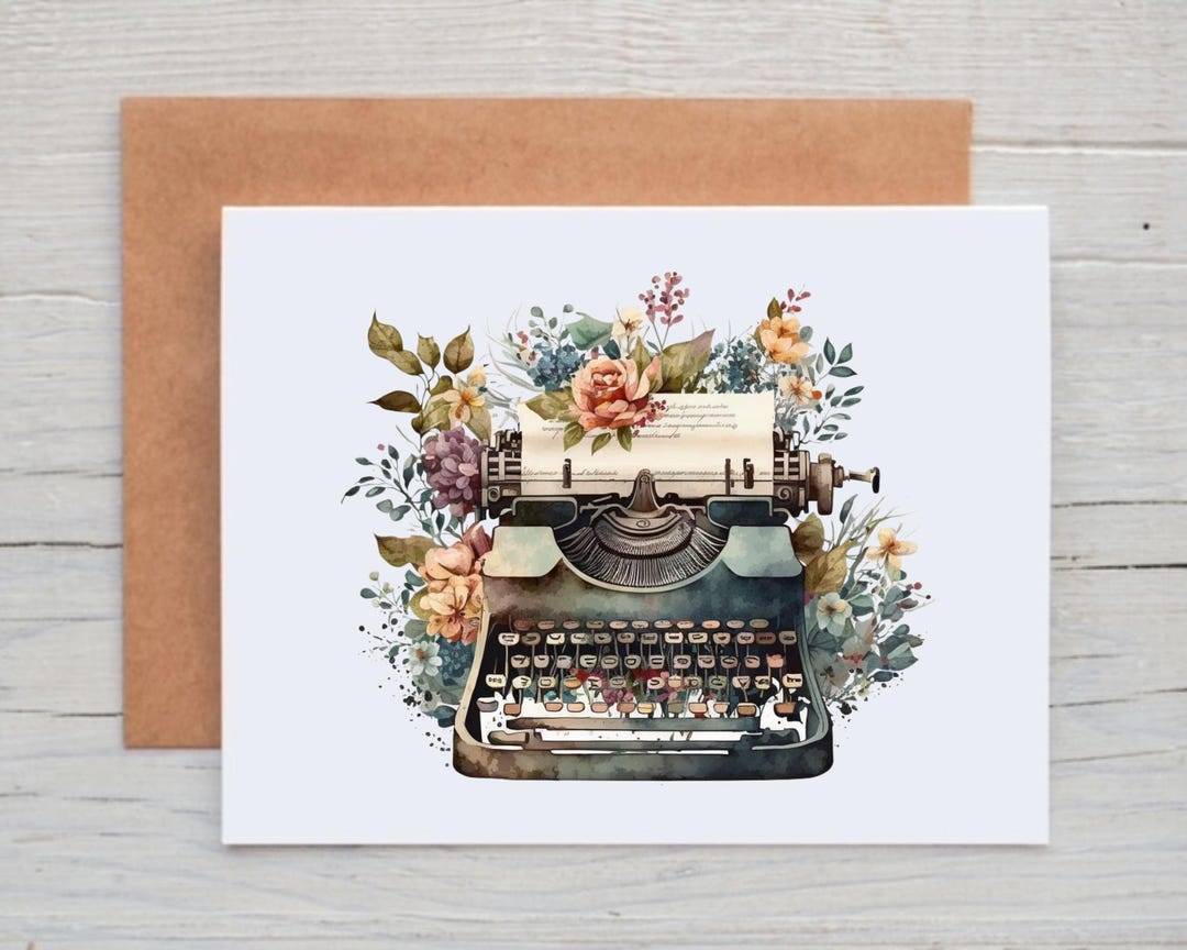 Vintage Typewriter Note Cards With Envelopes, Floral Antique Typewriter ...