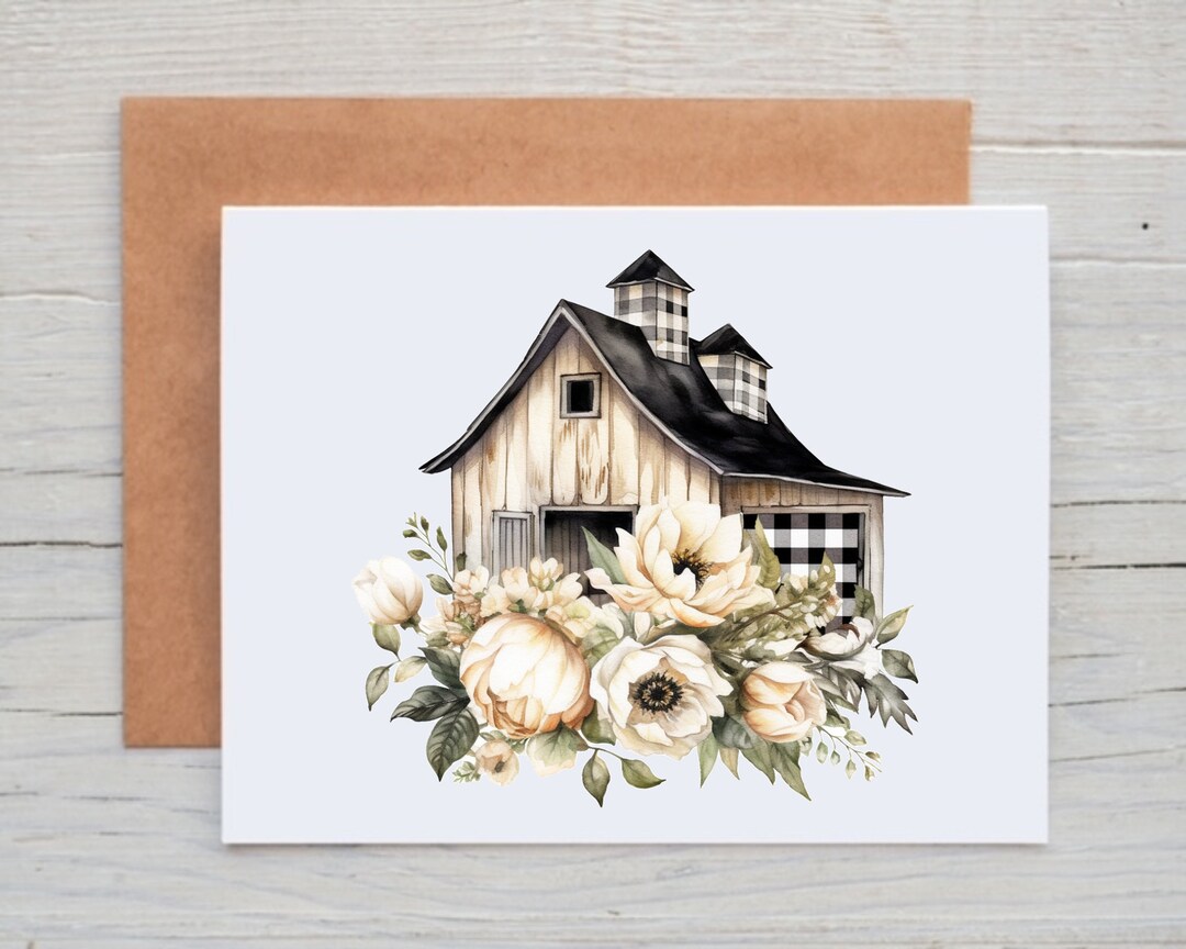 Barn Note Cards With Envelopes, Farmhouse Cards, Farmhouse Stationery ...