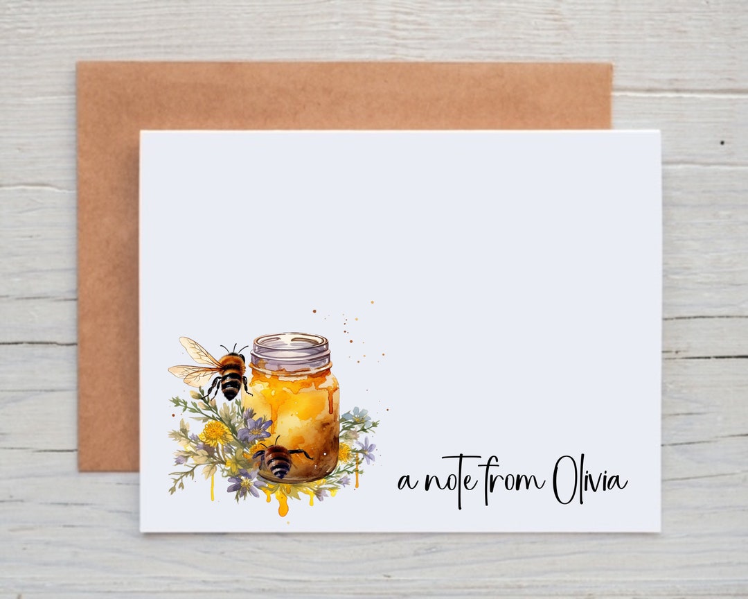 Personalized Bee Note Cards With Envelopes, Custom Stationery, a Note ...
