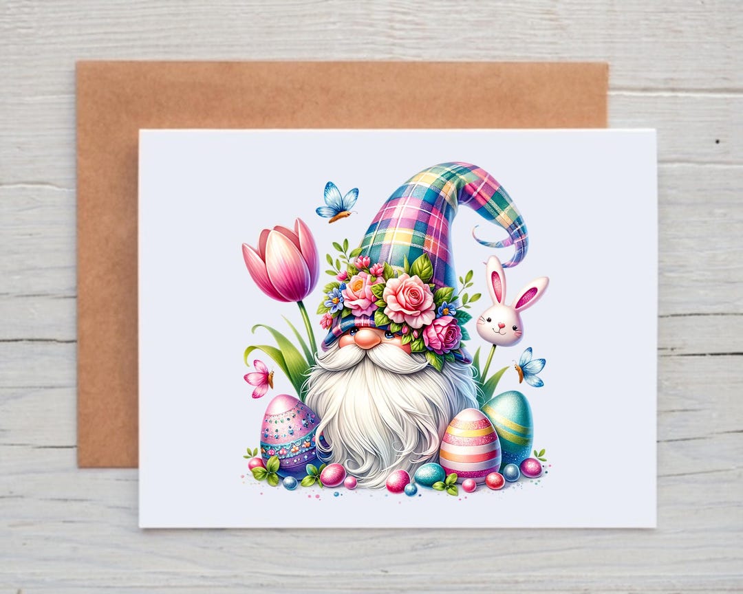 Easter Gnome Cards With Envelopes, Easter Greeting Cards, Spring Note ...