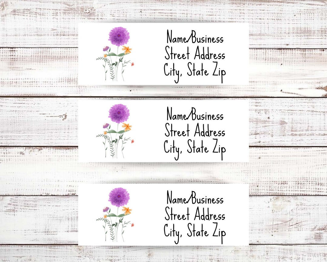 Wildflower Return Address Labels, Personalized Address Labels, Envelope ...