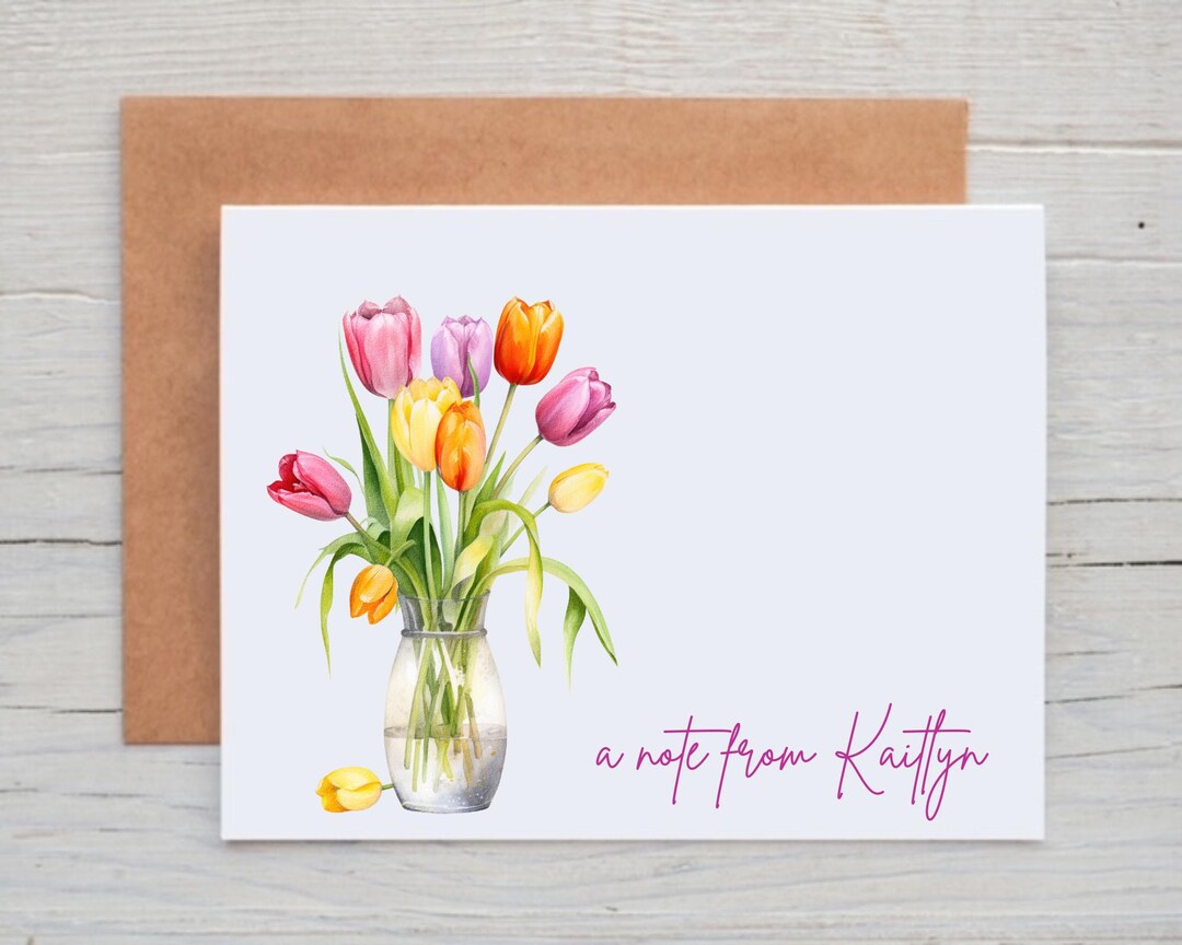 Personalized Tulip Note Cards With Envelopes, Tulip Gift for Friend ...