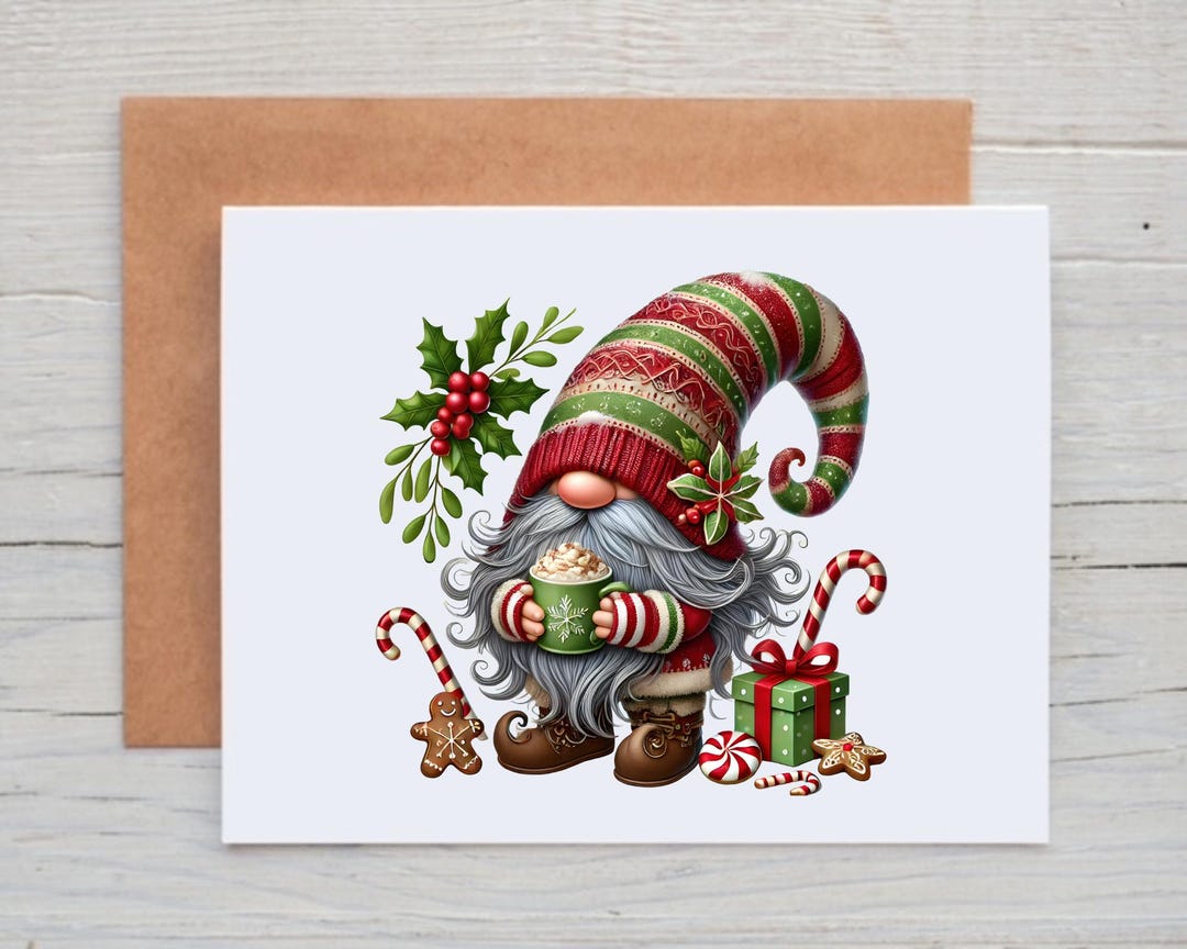 Gnome Christmas Cards, Christmas Gnome Greeting Cards, Holiday Gnome ...