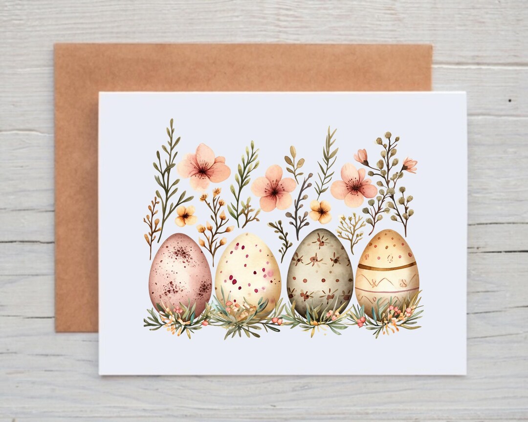 Easter Egg Note Cards With Envelopes, Easter Greeting Cards, Spring ...