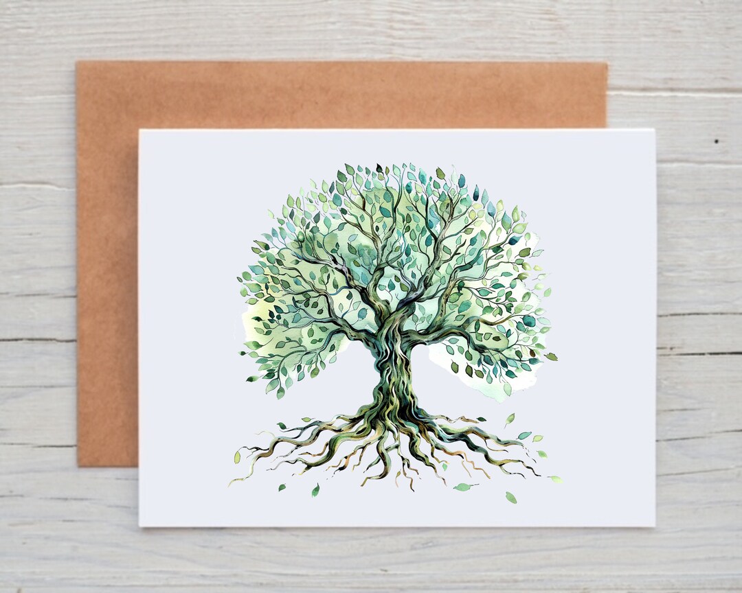 Tree of Life Cards, Watercolor Tree Note Cards With Envelopes, Tree of ...
