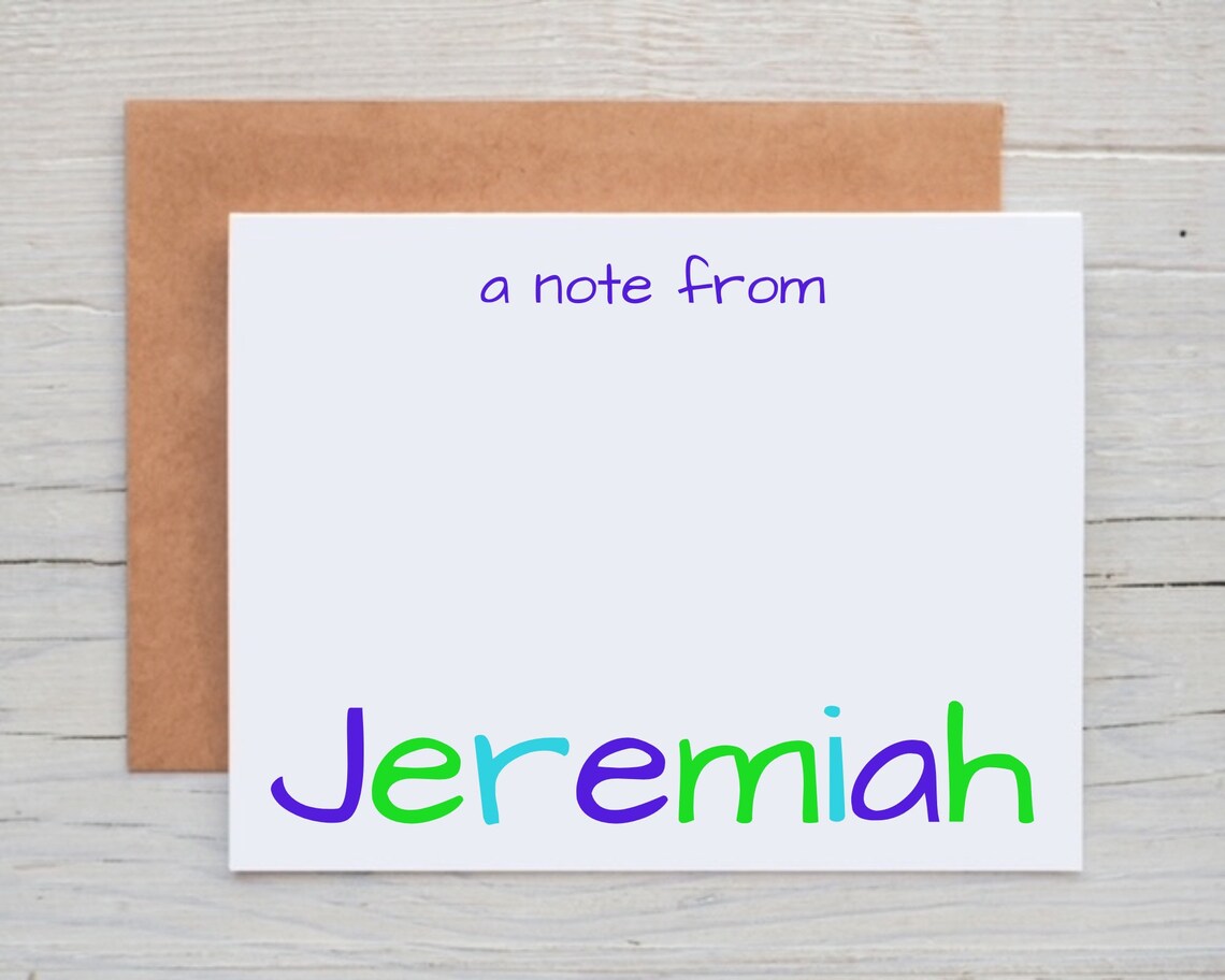 Personalized Note Cards for Kids, Stationery Set for Boys, Thank You ...