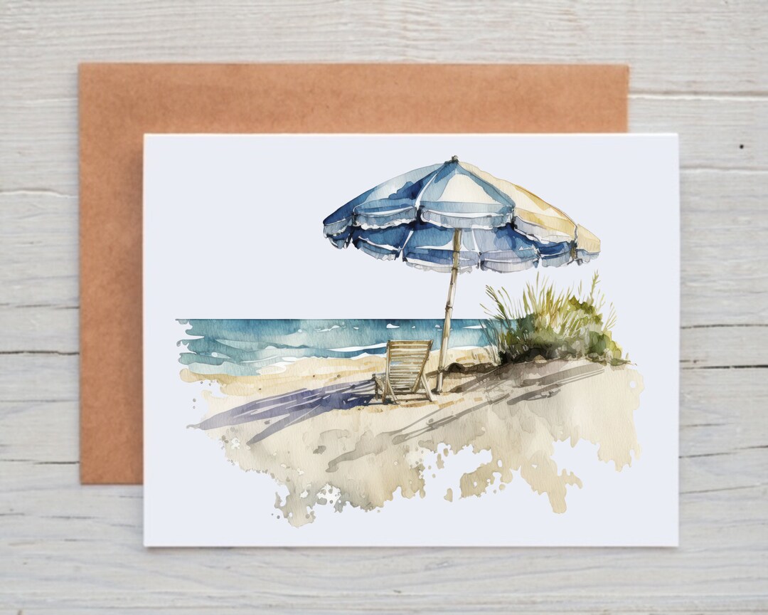 Watercolor Beach Note Cards With Envelopes, Summer Stationery for Women ...