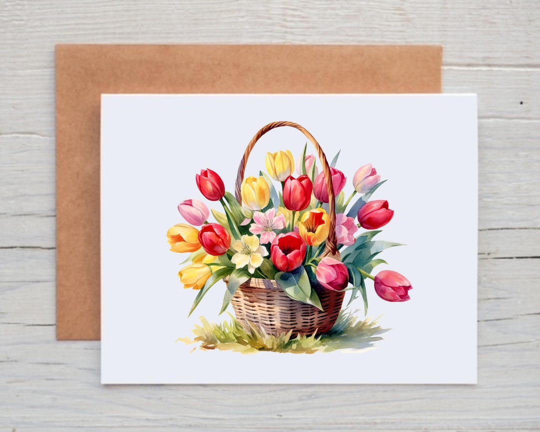 Tulip Note Cards With Envelopes, Floral Card Pack, Spring Stationery ...