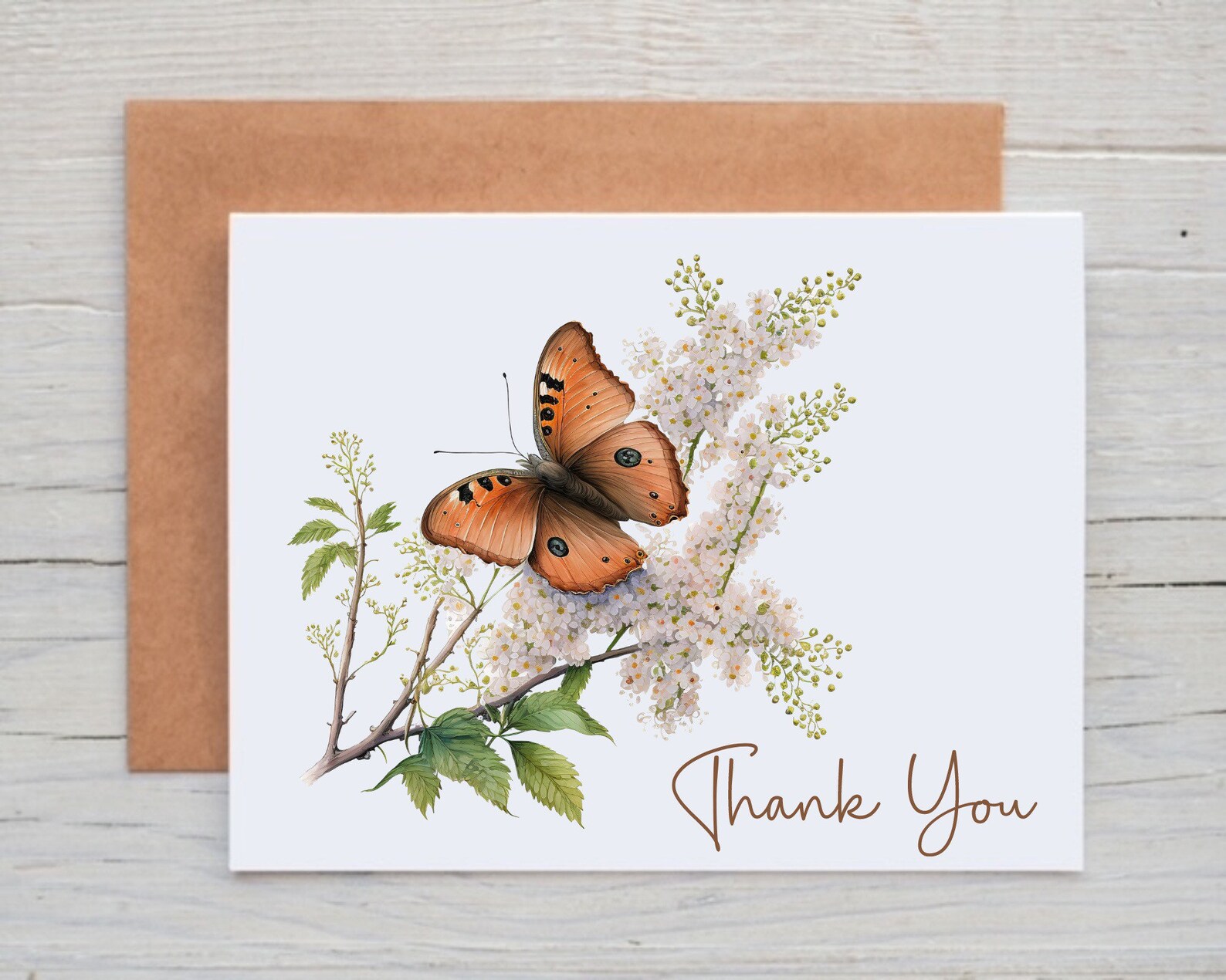 Butterfly Thank You Cards, Botanical Stationery, Blank Note Cards With ...